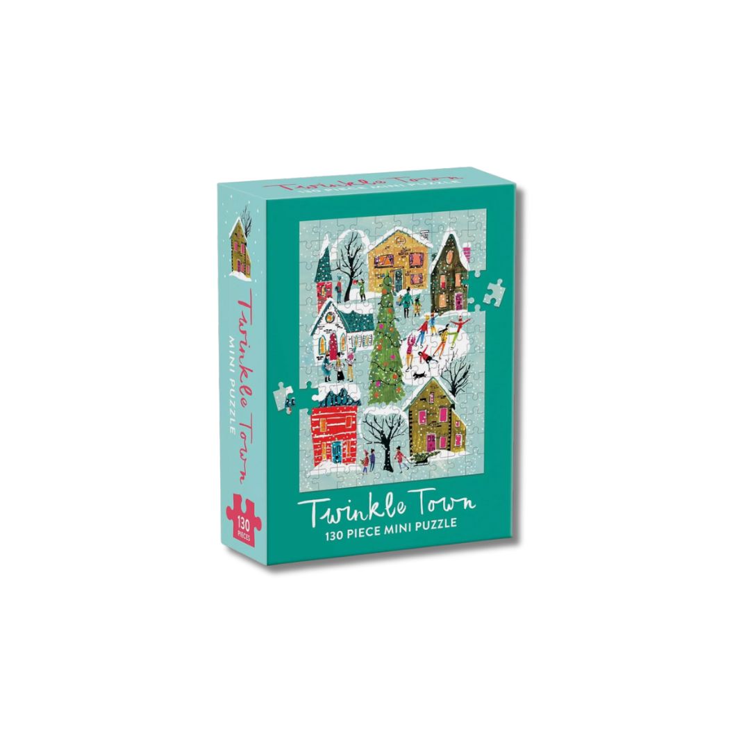 Galison Christmas Twinkle Town Mini Jigsaw Puzzle | Build a Box Gift Option
